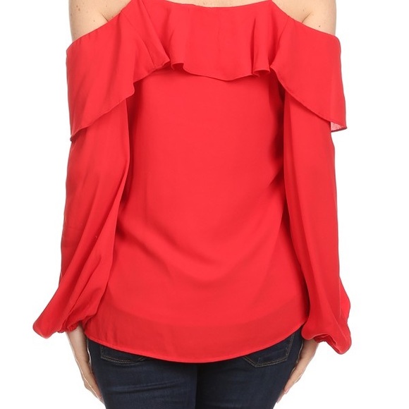 Vava by Joy Han | Tops | Vava True Red Cold Shoulder Top | Poshmark